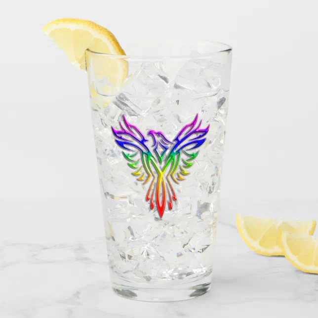 LGBT Rainbow Pride Phoenix Rising, embossed-effect Glass | Zazzle