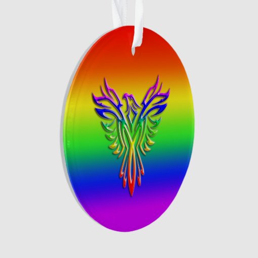 LGBT Rainbow Pride Phoenix Rising, embossed-effect Ornament | Zazzle