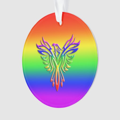 LGBT Rainbow Pride Phoenix Rising, embossed-effect Ornament | Zazzle