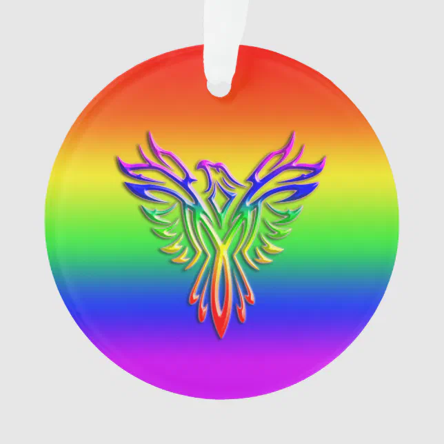 LGBT Rainbow Pride Phoenix Rising, embossed-effect Ornament | Zazzle