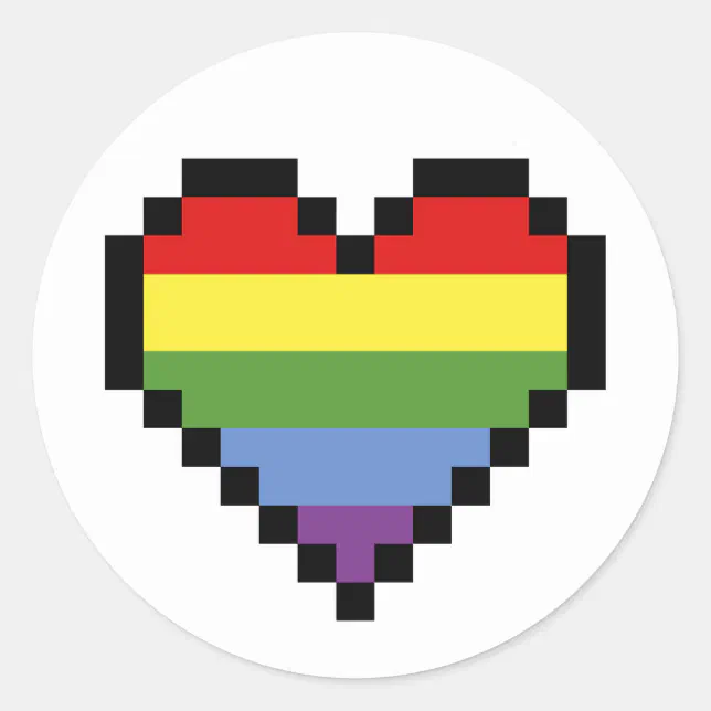 LGBT rainbow pride pixel art Classic Round Sticker | Zazzle