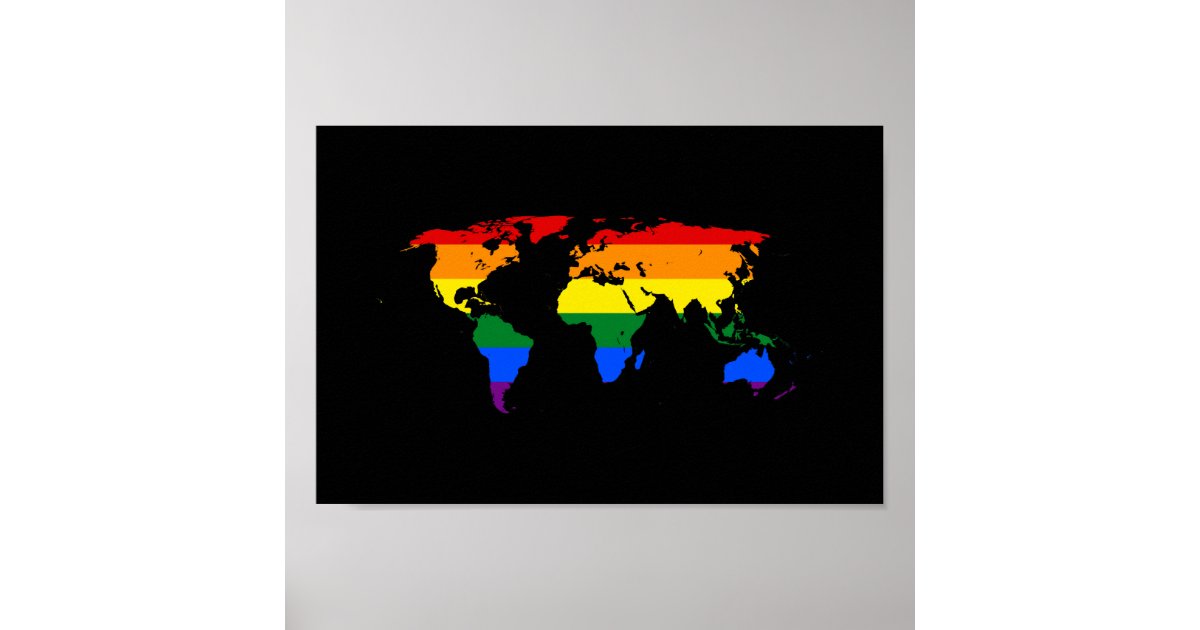 LGBT rainbow pride world map Poster | Zazzle