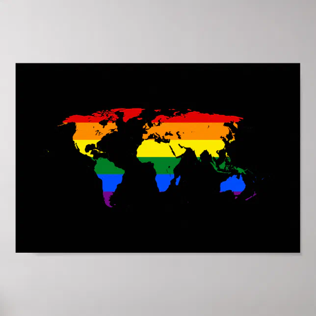 LGBT rainbow pride world map Poster | Zazzle