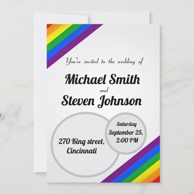 LGBT rainbow wedding invitation | Zazzle