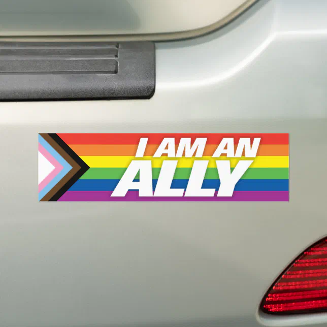 LGBT Straight Ally Inclusive Progress Pride Flag Bumper Sticker | Zazzle