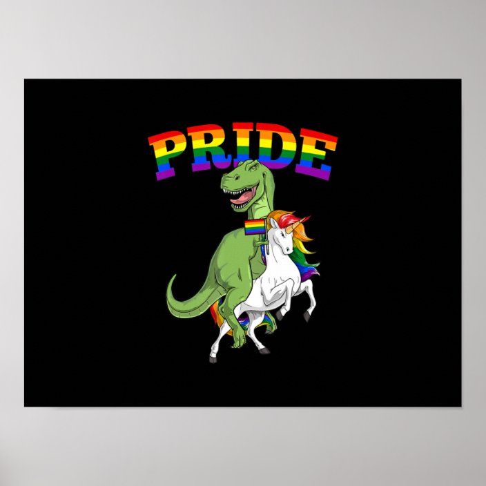 Lgbt T-Rex Dinosaur Unicorn Gay Pride Rainbow Lgbt Poster | Zazzle.com