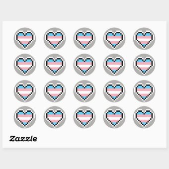 LGBT transgender pride pixel art Classic Round Sticker | Zazzle