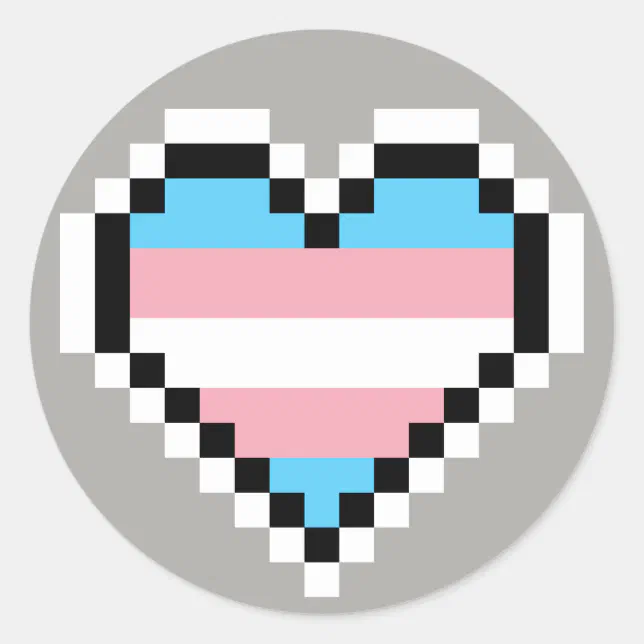 LGBT transgender pride pixel art Classic Round Sticker | Zazzle