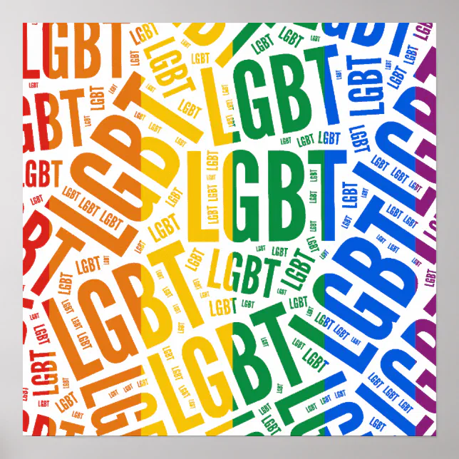 LGBT WORD PATTERN COLOR POSTER | Zazzle