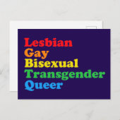 LGBTQ Acronym Rainbow Gay Pride Purple Postcard | Zazzle