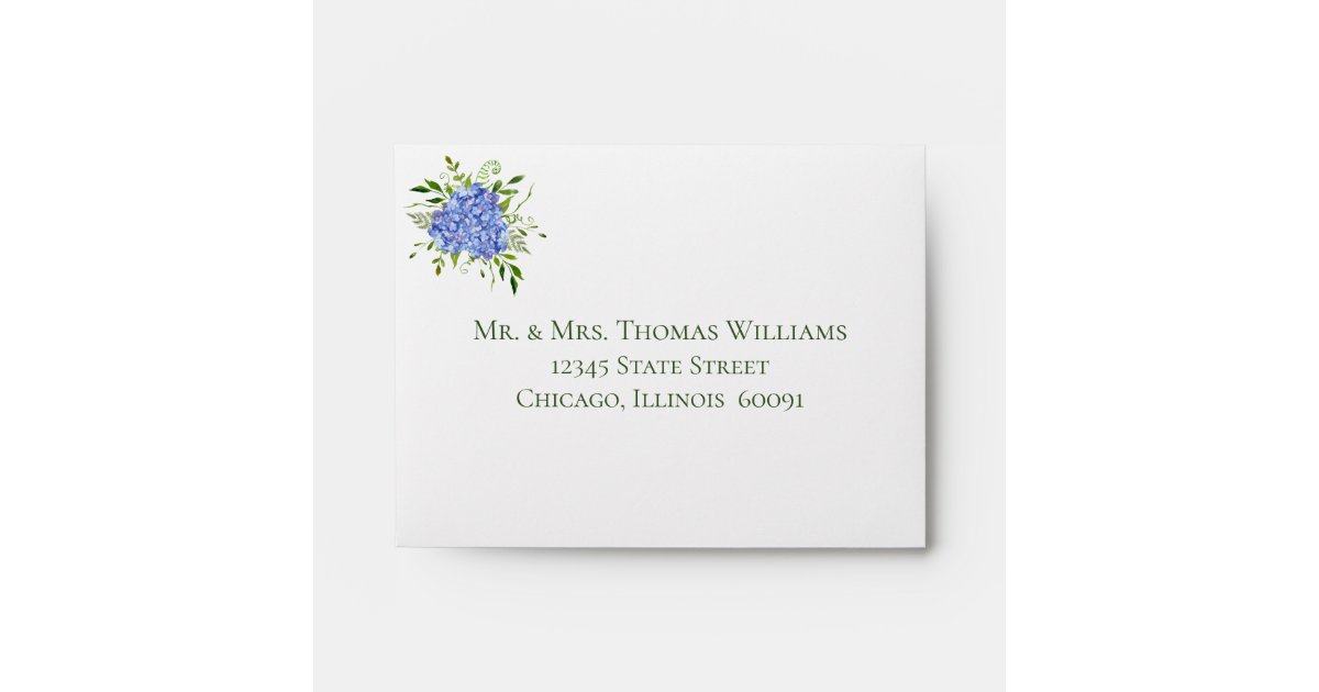 LGBTQ Blue Hydrangeas Floral Wedding RSVP Envelope | Zazzle