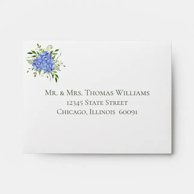 LGBTQ Blue Hydrangeas Floral Wedding RSVP Envelope | Zazzle