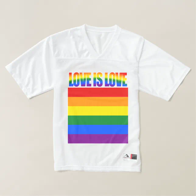 LGBTQ Equality Love LGBT Rainbow Flag Gay Pride Men's Football Jersey ...