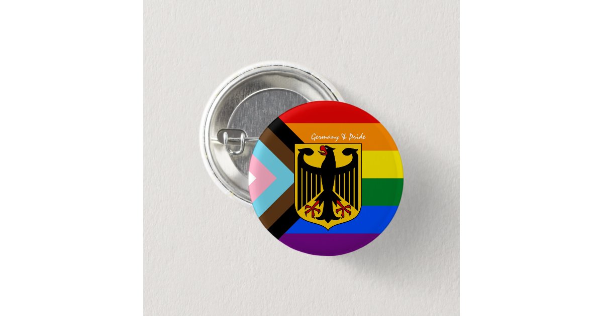LGBTQ Flag & German emblem Pride / Germany Button | Zazzle