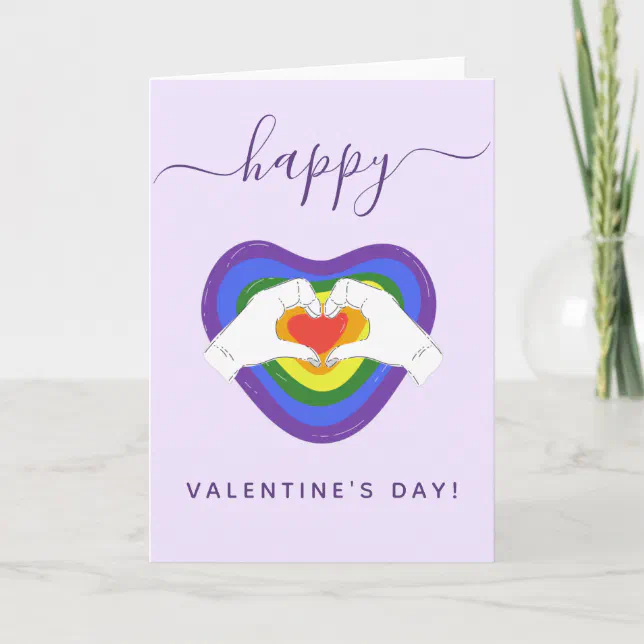 LGBTQ Flag Heart Gay Pride Valentine's Day Romance Card | Zazzle