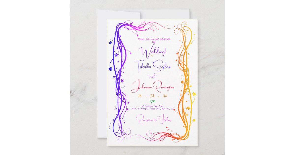 LGBTQ Floral Wedding Invitation | Zazzle