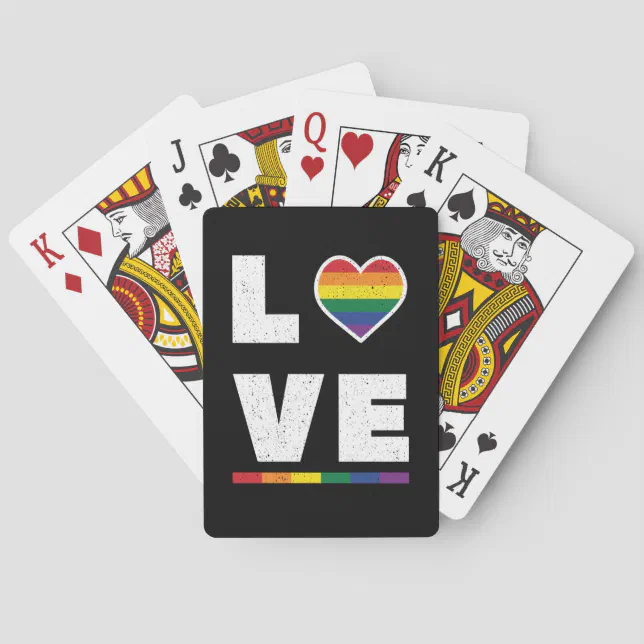 LGBTQ Gay Pride Flag Distressed Grunge Love Poker Cards | Zazzle