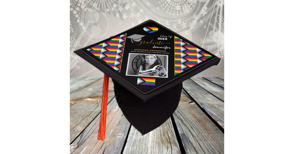 LGBTQ Graduate & Rainbow Progress Flag Graduation Cap Topper | Zazzle