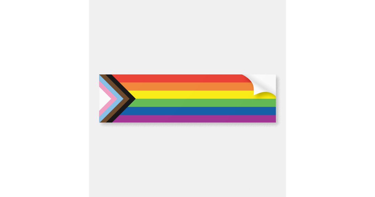 LGBTQ Inclusive Progress Pride Flag Bumper Sticker | Zazzle