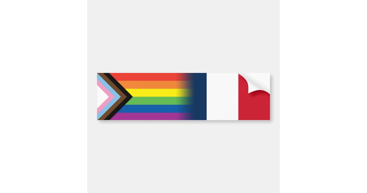 LGBTQ Inclusive Progress Pride Flag French Flag Bumper Sticker | Zazzle