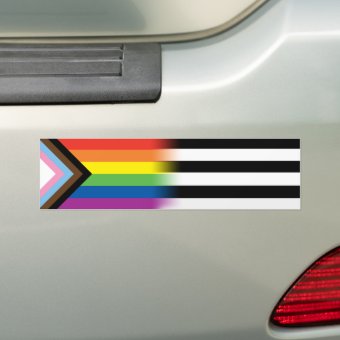 LGBTQ Inclusive Progress Pride Flag LGBT Ally Flag Bumper Sticker | Zazzle