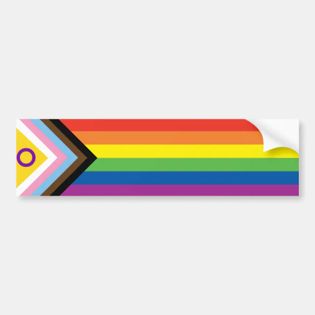 LGBTQ Intersex Inclusive Progress Pride Flag Bumper Sticker | Zazzle