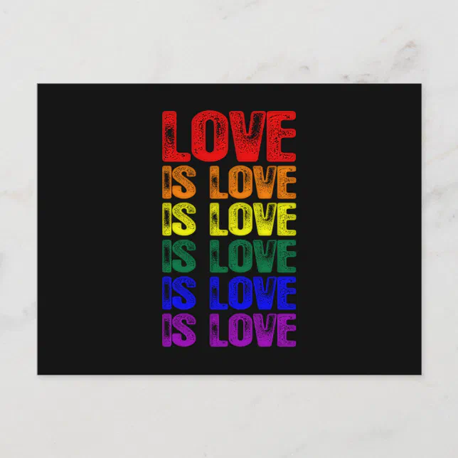LGBTQ Love is Love is Love Postcard | Zazzle
