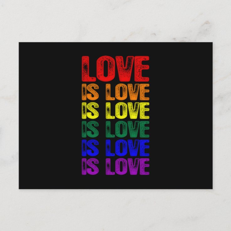 LGBTQ Love is Love is Love Postcard | Zazzle