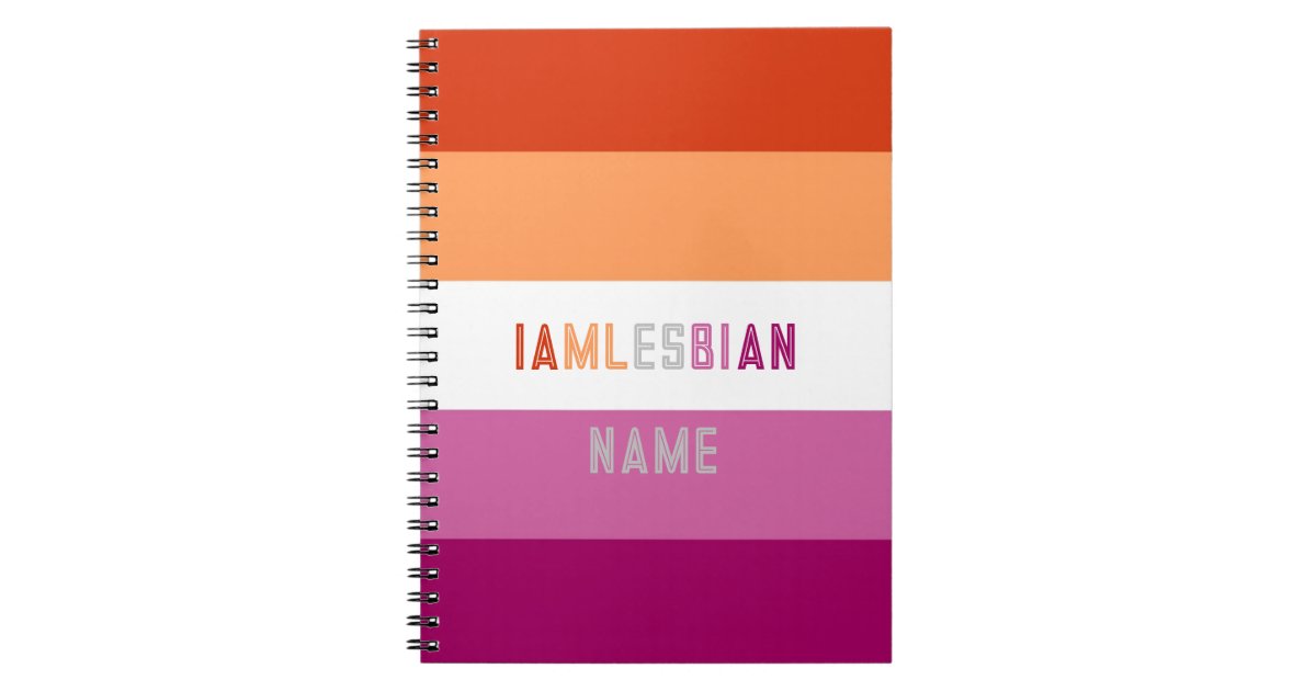 LGBTQ Personalised custom Lesbian flag font Notebook | Zazzle