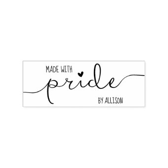 LGBTQ Personalized Script Artisan Made With Pride Rubber Stamp | Zazzle
