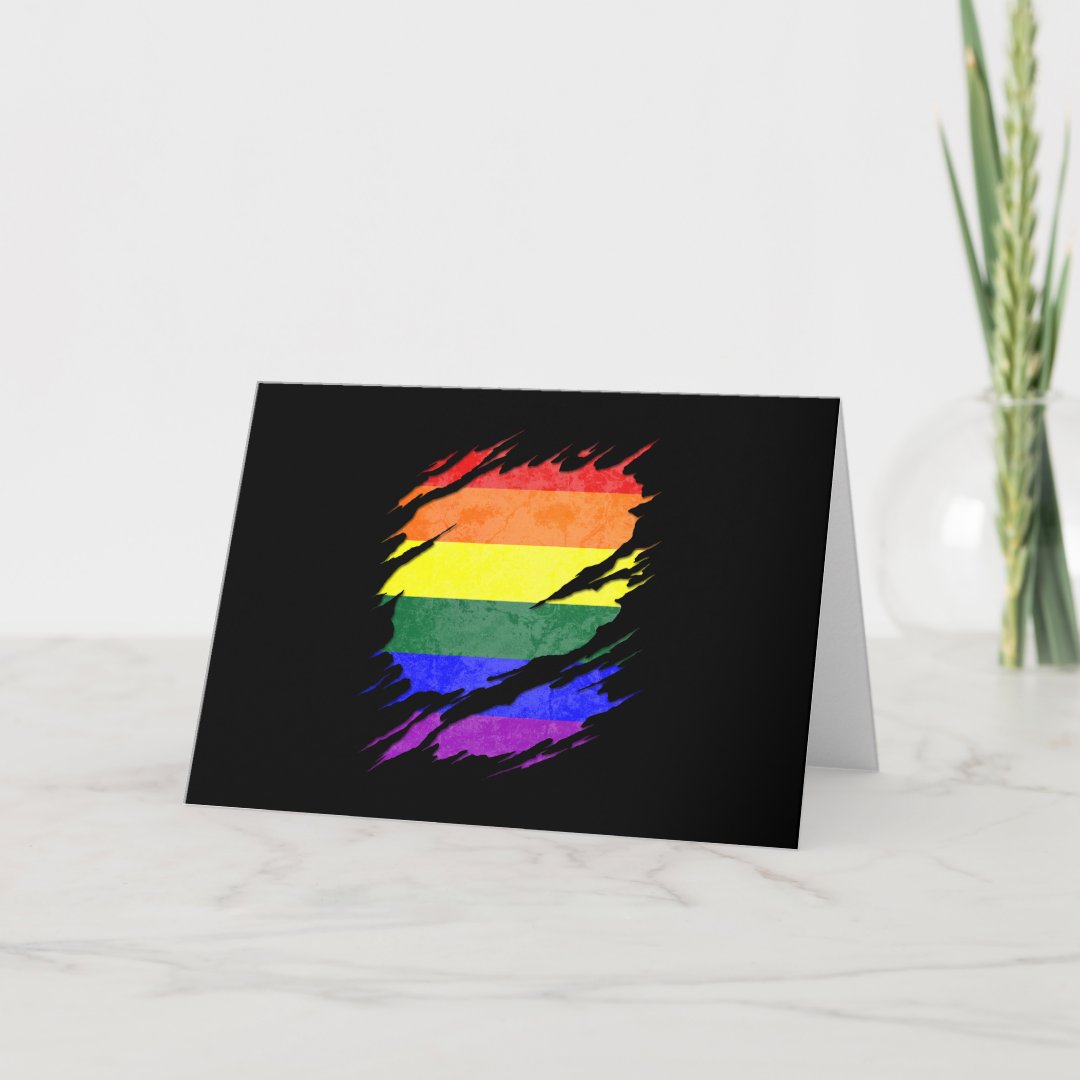 LGBTQ Pride Flag Ripped Reveal Card | Zazzle