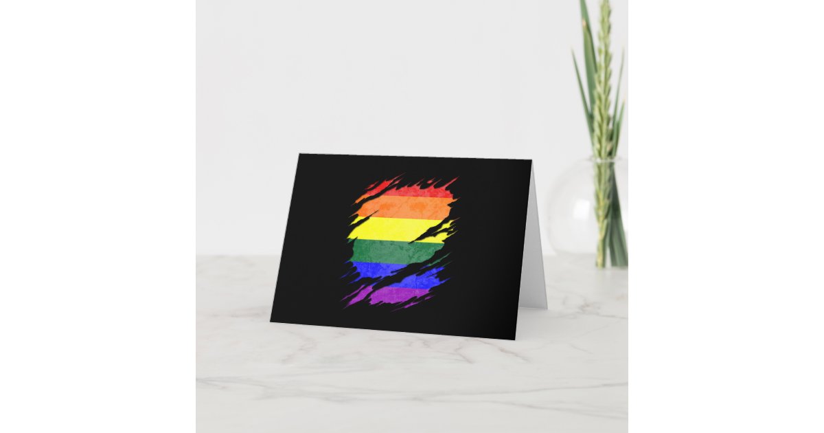 Lgbtq Pride Flag Ripped Reveal Card Zazzle