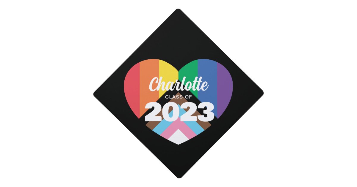 LGBTQ Pride Heart Graduation Cap Topper | Zazzle