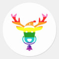 LGBTQ Pride Rainbow Cute Christmas Reindeer Classic Round Sticker | Zazzle