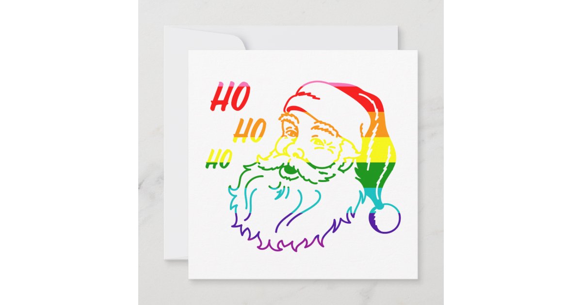 LGBTQ Pride Rainbow Cute Christmas Santa Claus Holiday Card | Zazzle