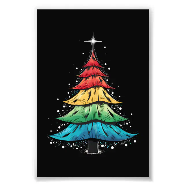 LGBTQ Pride Rainbow Flag Gay Christmas Tree Gifts Photo Print | Zazzle