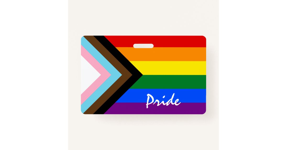 LGBTQ & Pride - Rainbow Progress Flag Badge | Zazzle
