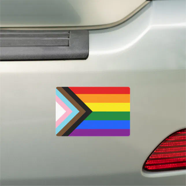 LGBTQ & Pride - Rainbow Progress Flag / Car Magnet | Zazzle