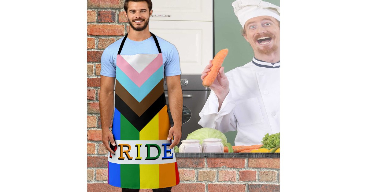LGBTQ & Pride - Rainbow Progress Flag Chef's Apron | Zazzle