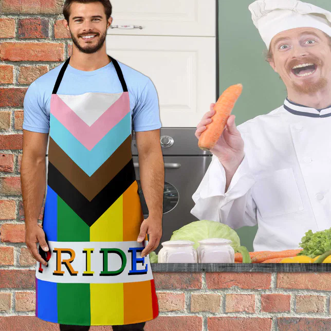 LGBTQ & Pride - Rainbow Progress Flag Chef's Apron | Zazzle