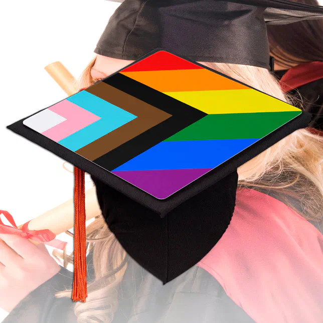 LGBTQ & Pride - Rainbow Progress Flag Graduation Cap Topper | Zazzle