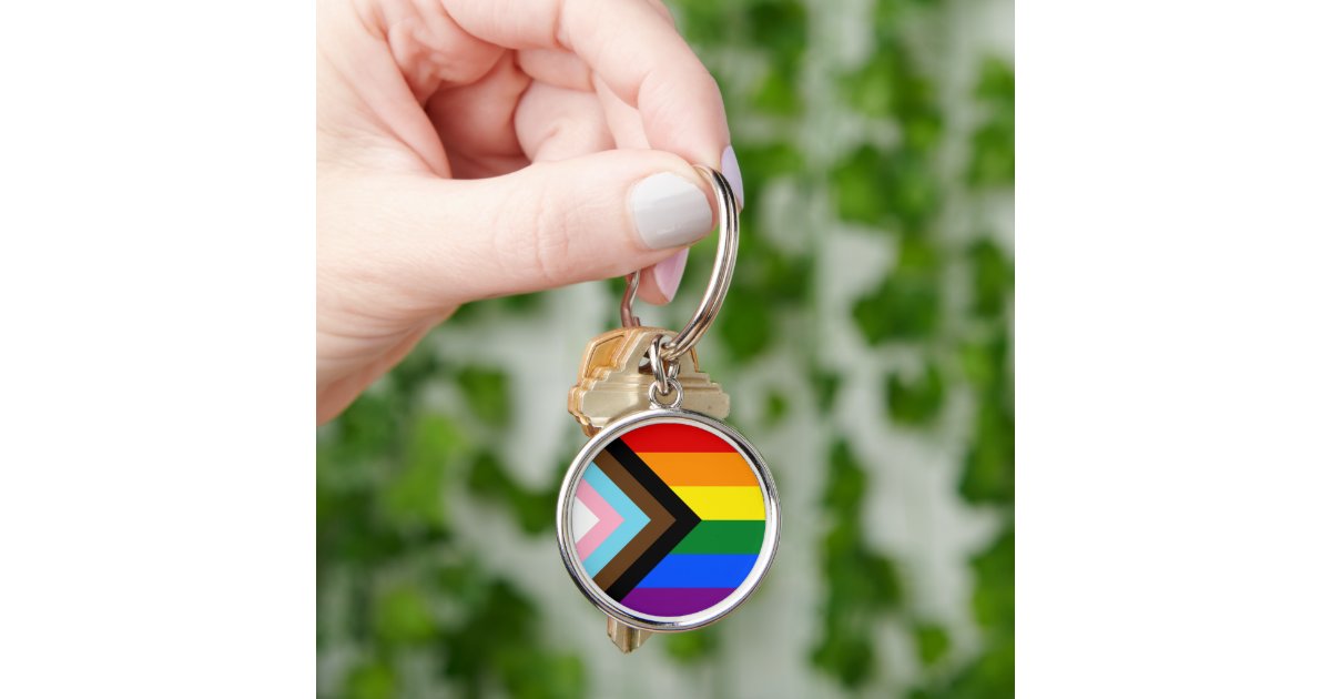 LGBTQ & Pride - Rainbow Progress Flag Keychain | Zazzle