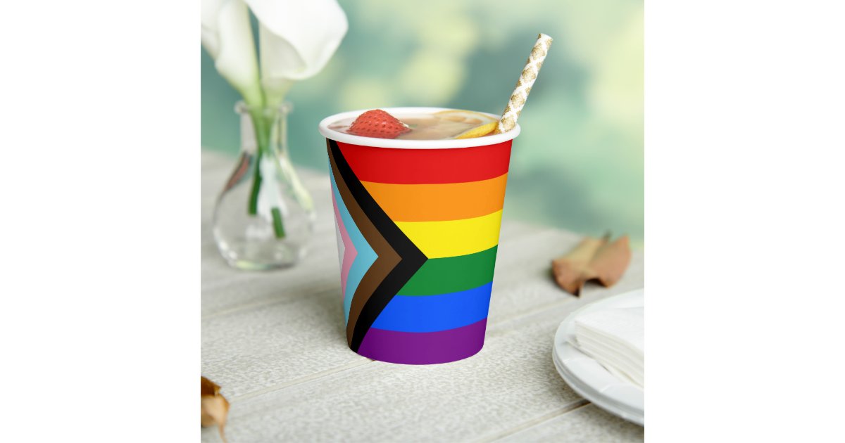 LGBTQ & Pride - Rainbow Progress Flag Paper Cups | Zazzle