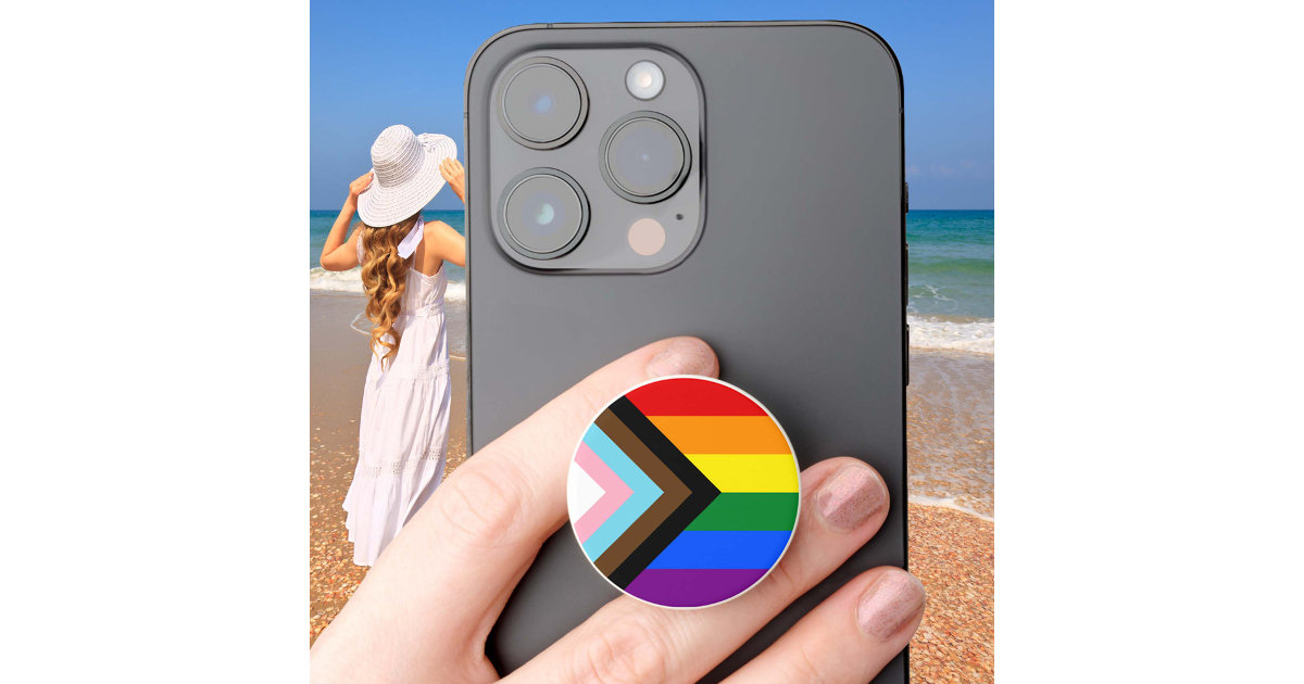 LGBTQ & Pride - Rainbow Progress Flag PopSocket | Zazzle