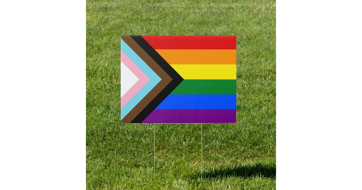 LGBTQ & Pride - Rainbow Progress Flag Yard Sign | Zazzle