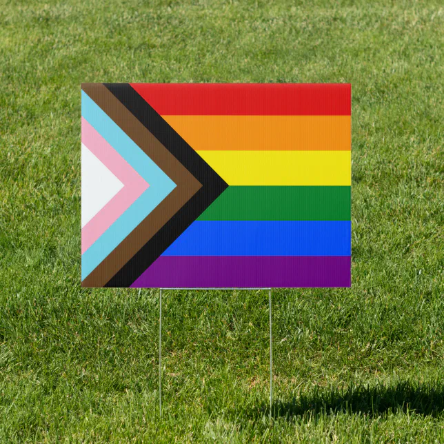 LGBTQ & Pride - Rainbow Progress Flag Yard Sign | Zazzle