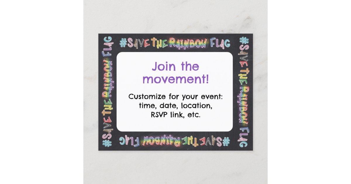 LGBTQ+ Pride Rally Invitation #SaveTheRainbowFlag Postcard | Zazzle