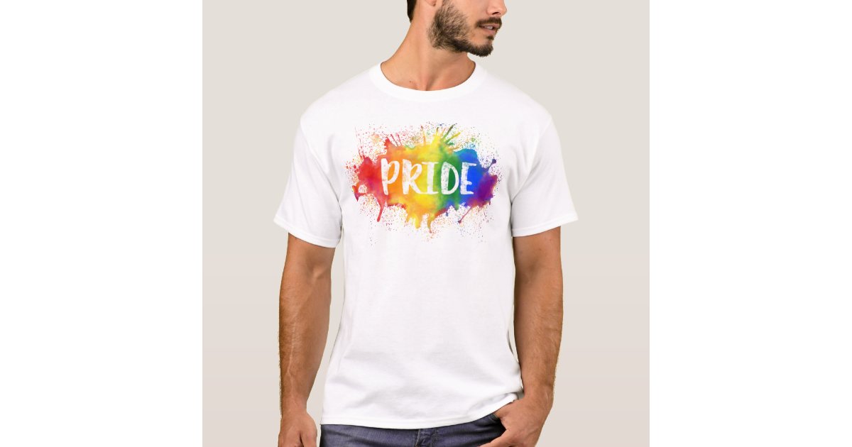 LGBTQ Pride Splash Watercolor Rainbow Shirt | Zazzle