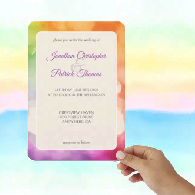 LGBTQ Pride Wedding Love is Love Rainbow Invitation | Zazzle