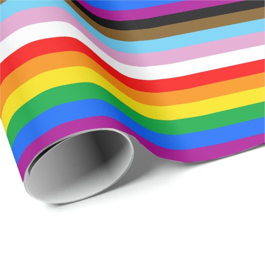 LGBTQ+ Progress Flag Stripes Wrapping Paper | Zazzle.com